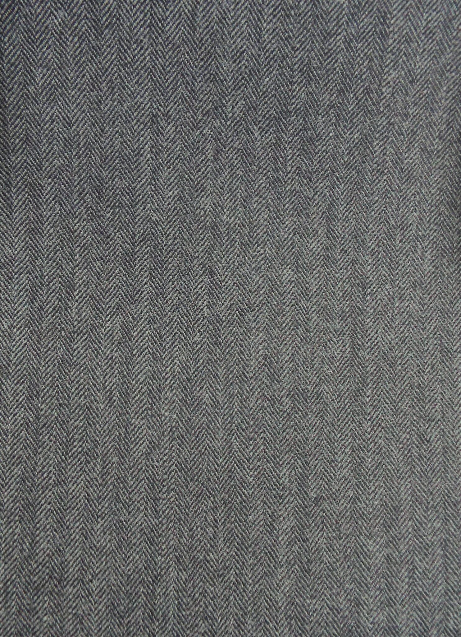 100% Wool Suiting Fabric, Vintage Style, Dark Grey, Rib Weave - Made In ...