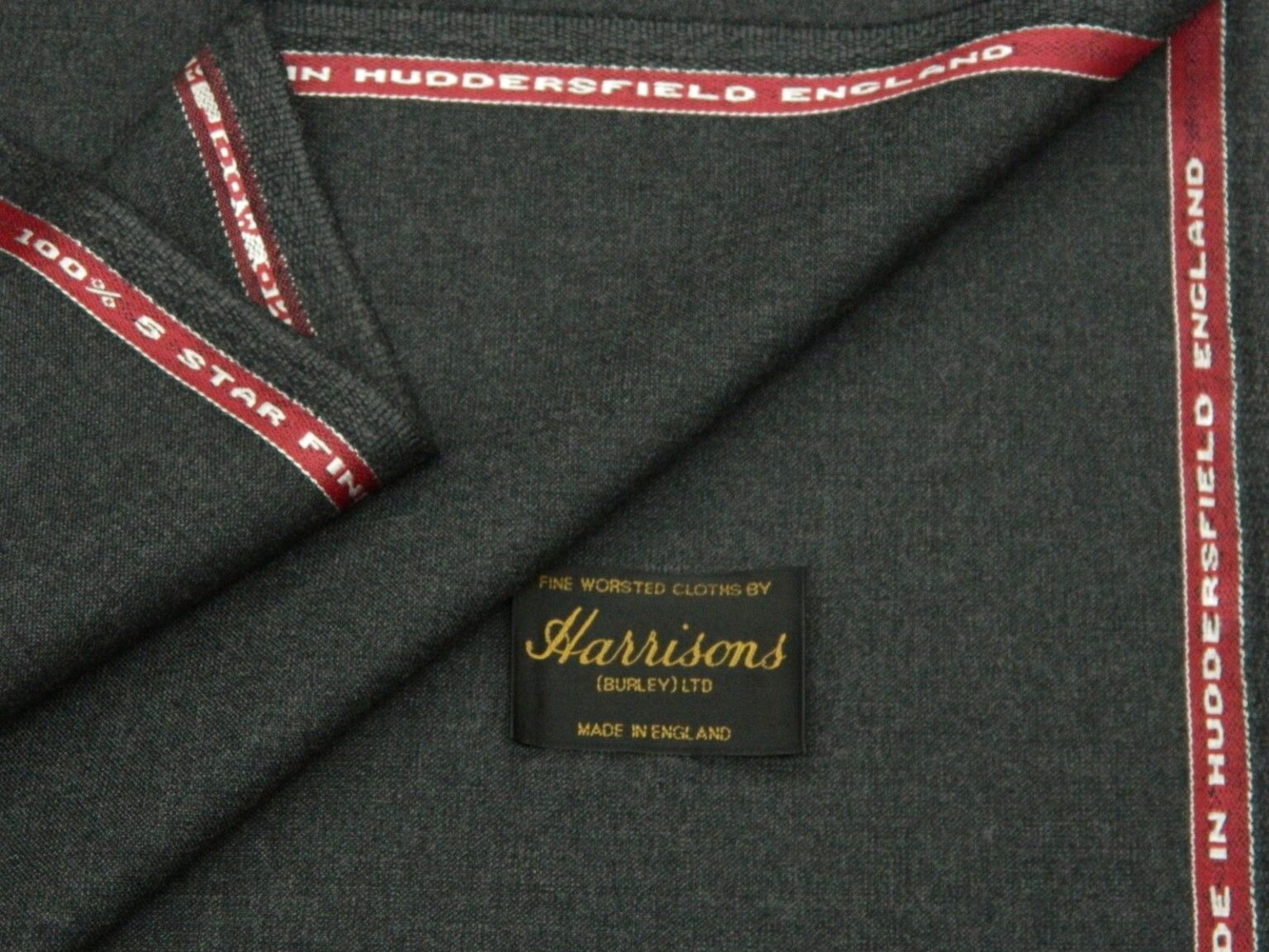 100% Wool Suiting Fabric, Vintage Style, Dark Grey, Rib Weave - Made In ...