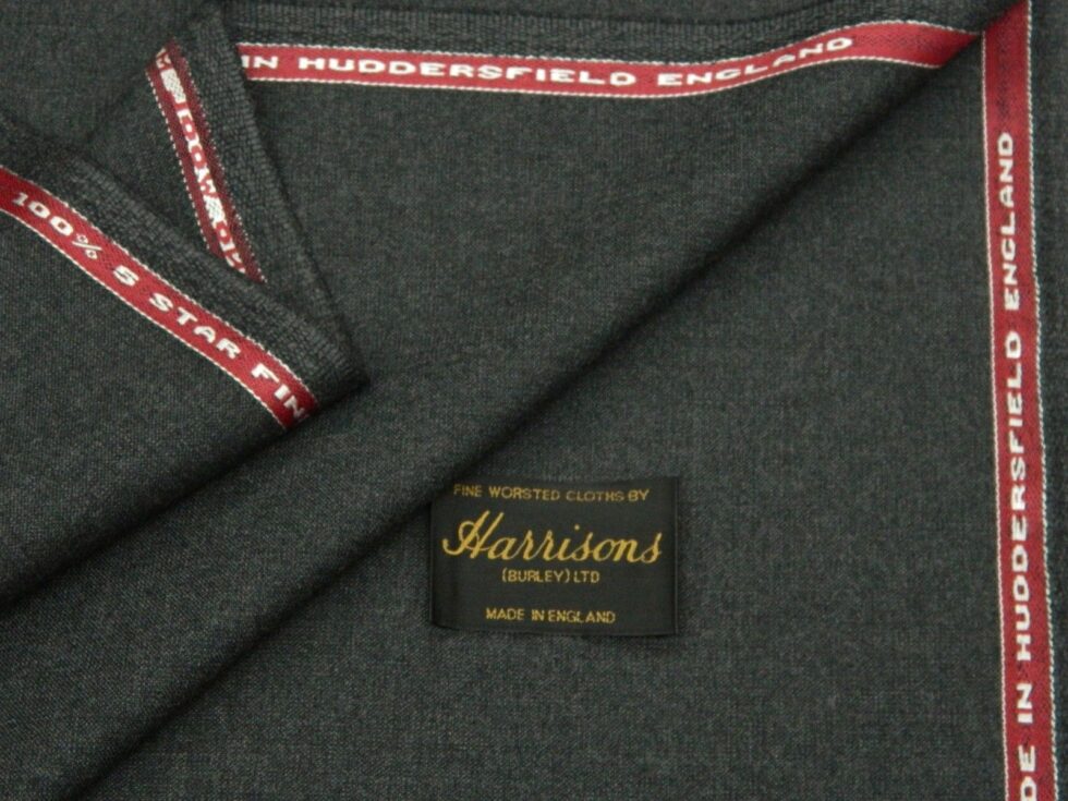 100% Wool Suiting Fabric, Vintage Style, Dark Grey, Rib Weave - Made In ...