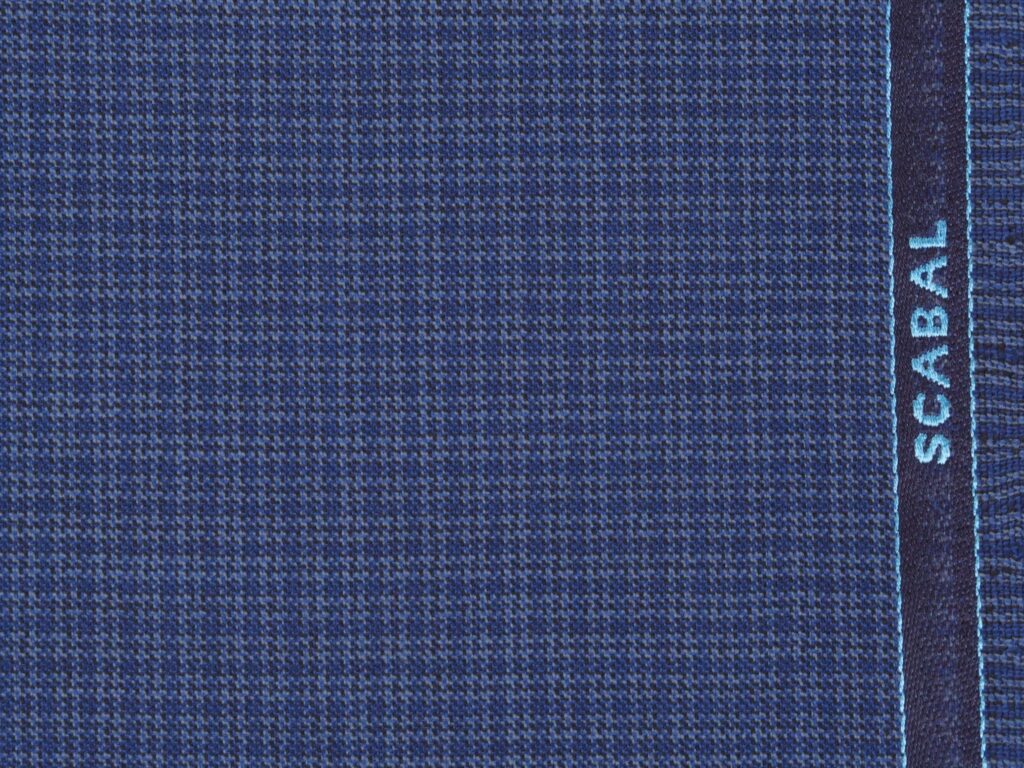 Scabal Super 140s 'Londoner' Luxury Mix Blue Mini Check Suiting Fabric - Made In England ...