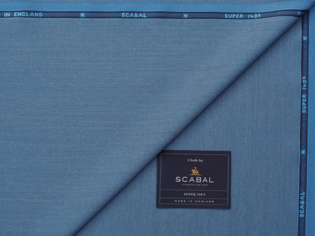 Scabal Super 140s 'Londoner' Luxury Mix Blue/Grey Plain Twill Merino ...