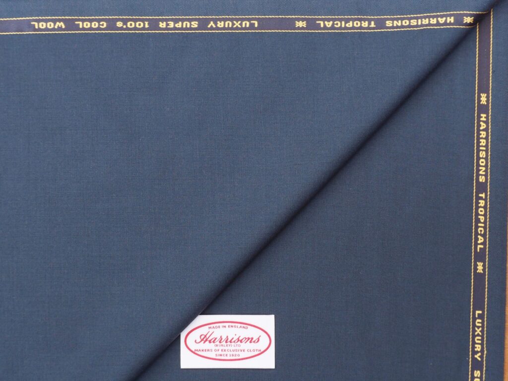 Harrisons Tropical Super 100s Cool Wool Plain Weave Blue Suiting Fabric ...