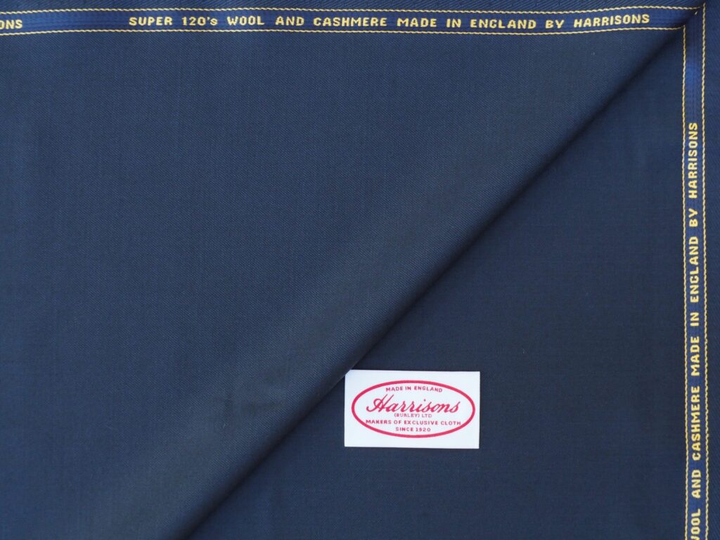 Super 120s Wool & Cashmere Navy Plain Twill Suiting Fabric - Made In ...