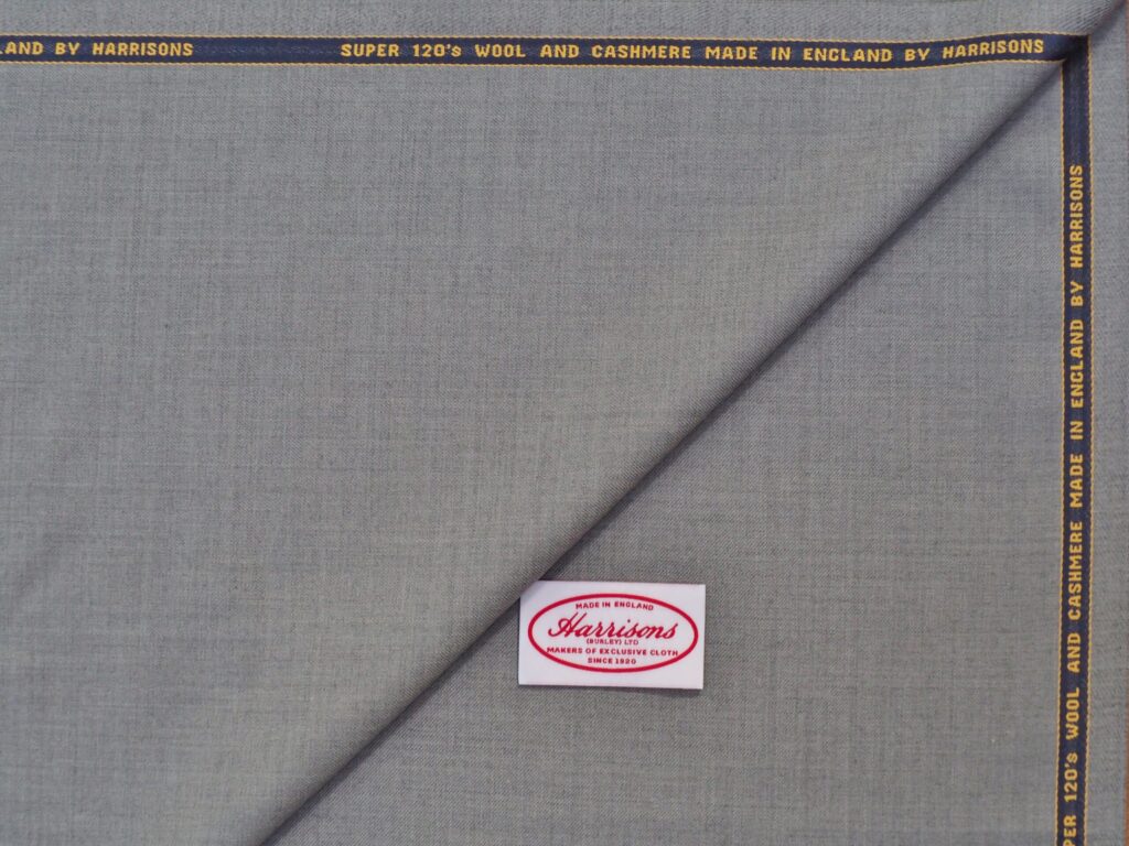 Super 120s Wool & Cashmere Mixture Light Grey Plain Twill Suiting ...
