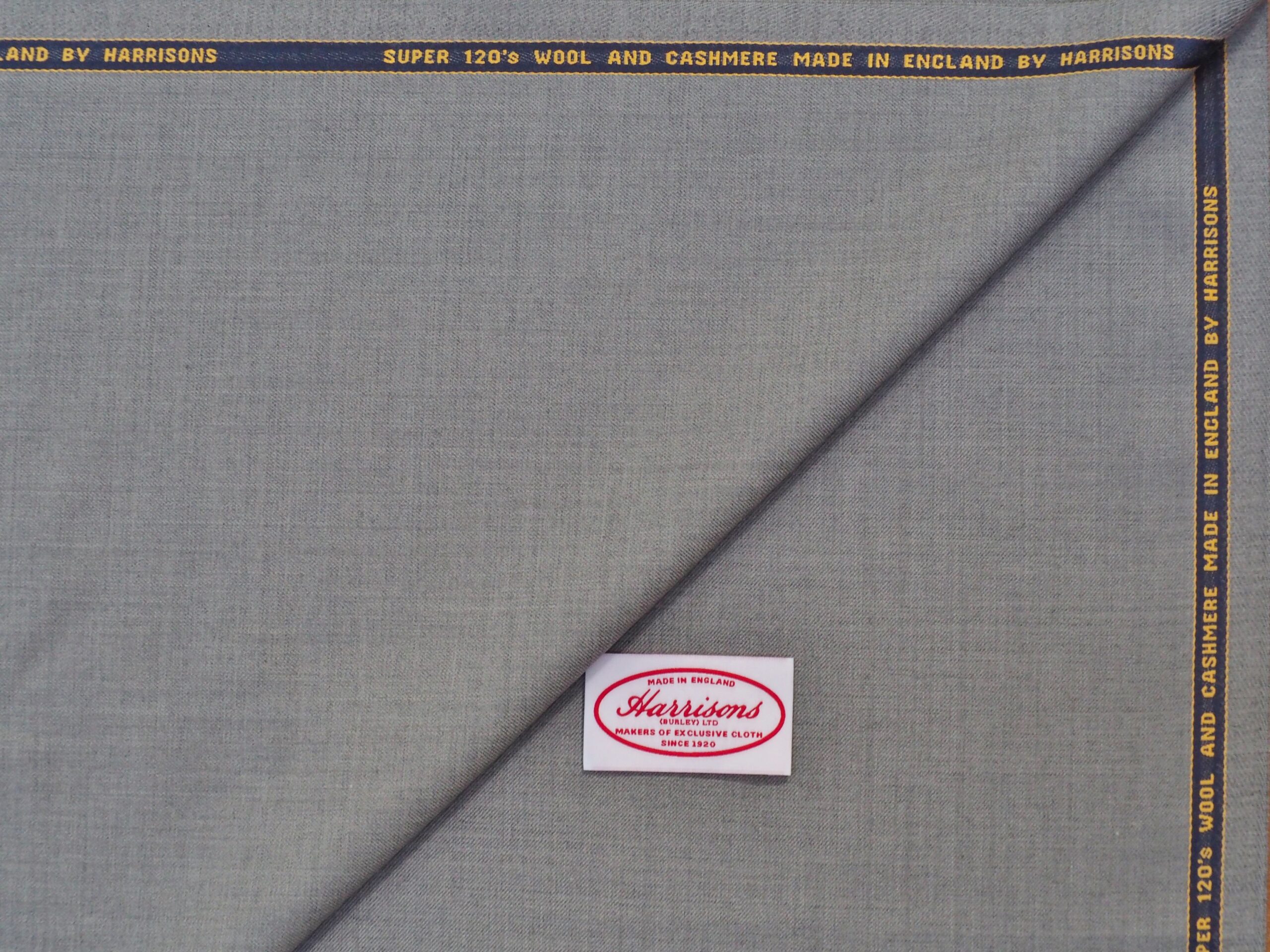 Super 120s Wool & Cashmere Mixture Light Grey Plain Twill Suiting ...