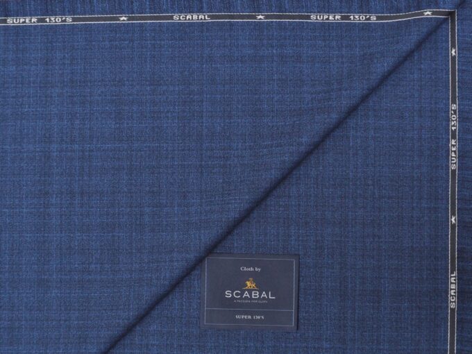Scabal Super 130s Hybrid Mixture Blue/Navy Semi Plain Merino Wool ...