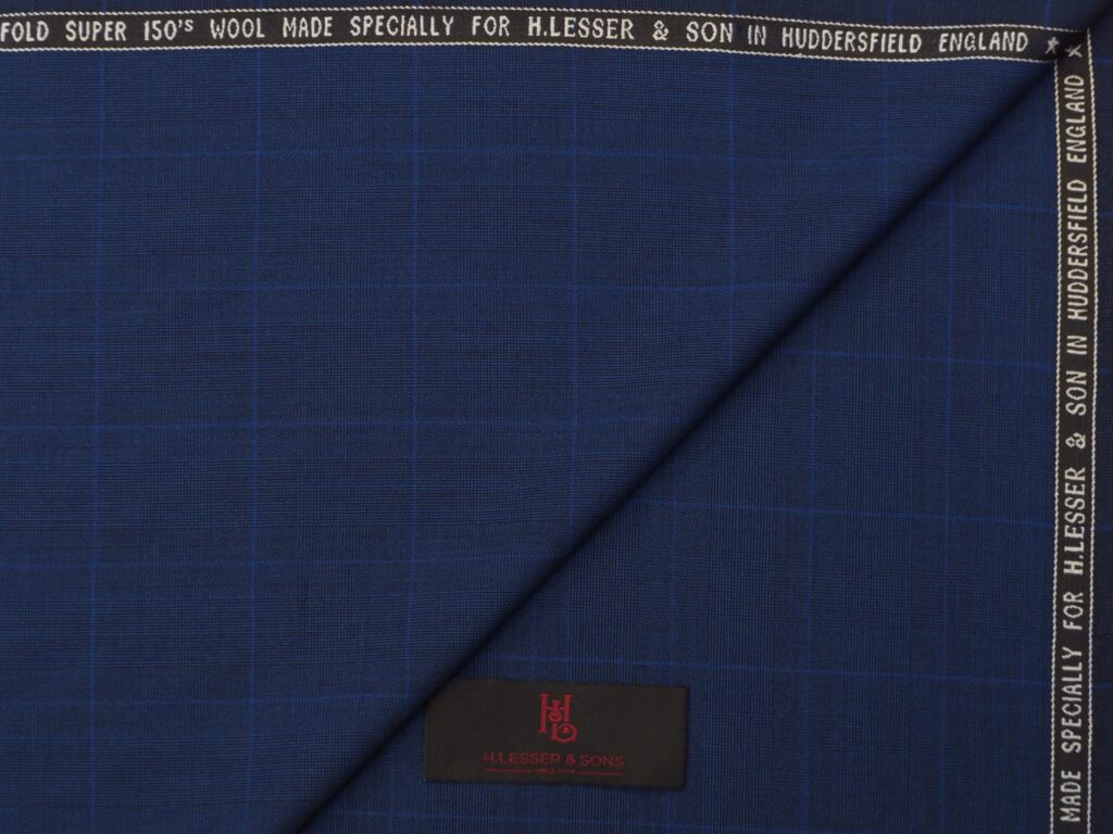 H.Lesser Super 150s Wool Lightweight Suiting Fabric, Blue & Black Shade ...