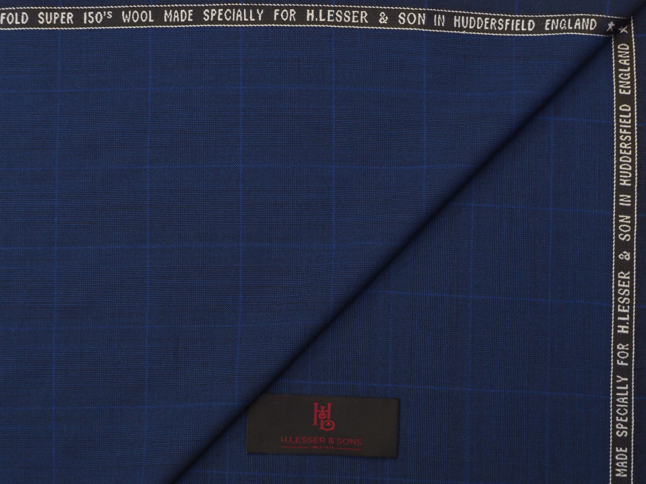 H.Lesser Super 150s Wool Lightweight Suiting Fabric, Blue & Black Shade ...