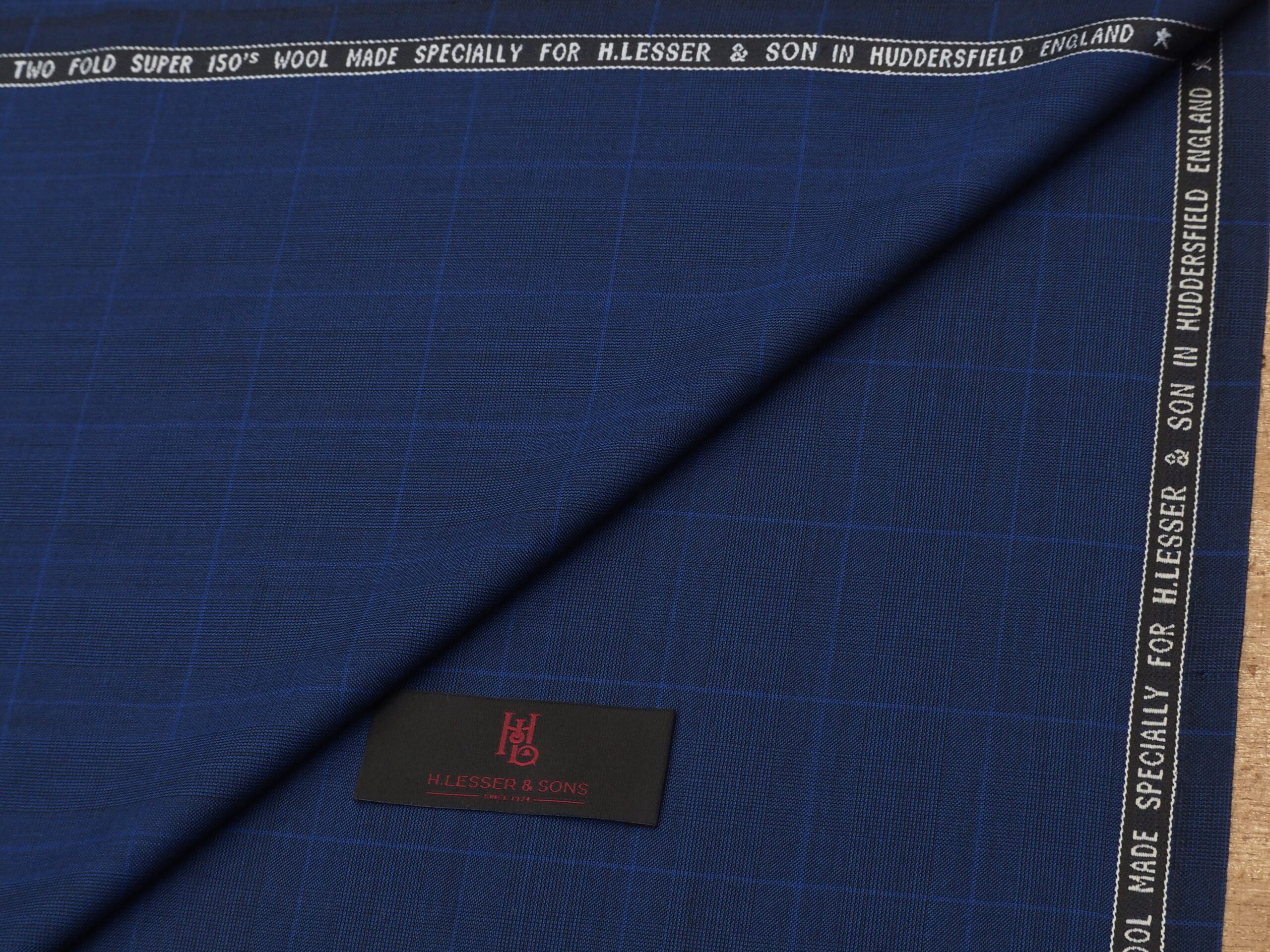 H.Lesser Super 150s Wool Lightweight Suiting Fabric, Blue & Black Shade ...