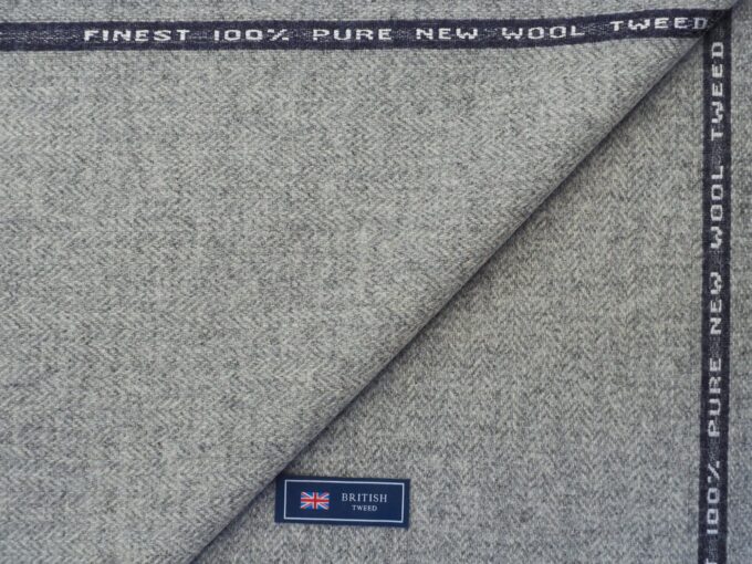 British Tweed Fabric 100% Pure Wool Mixture Light Grey/Mid Grey ...