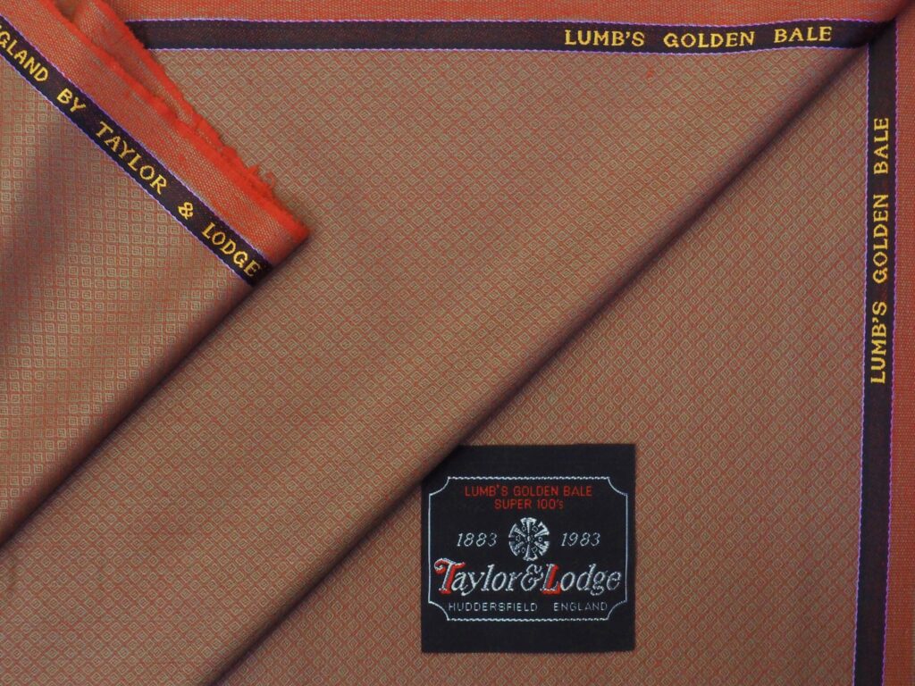 Lumb's Golden Bale, Sun Cloth Khaki Green/Red Geometric Design Suiting ...