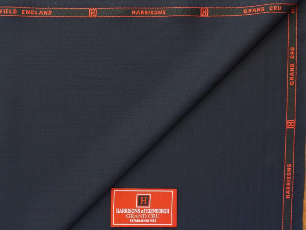 Harrisons Of Edinburgh 'Grand Cru' Super 150s Navy Herringbone Suiting ...