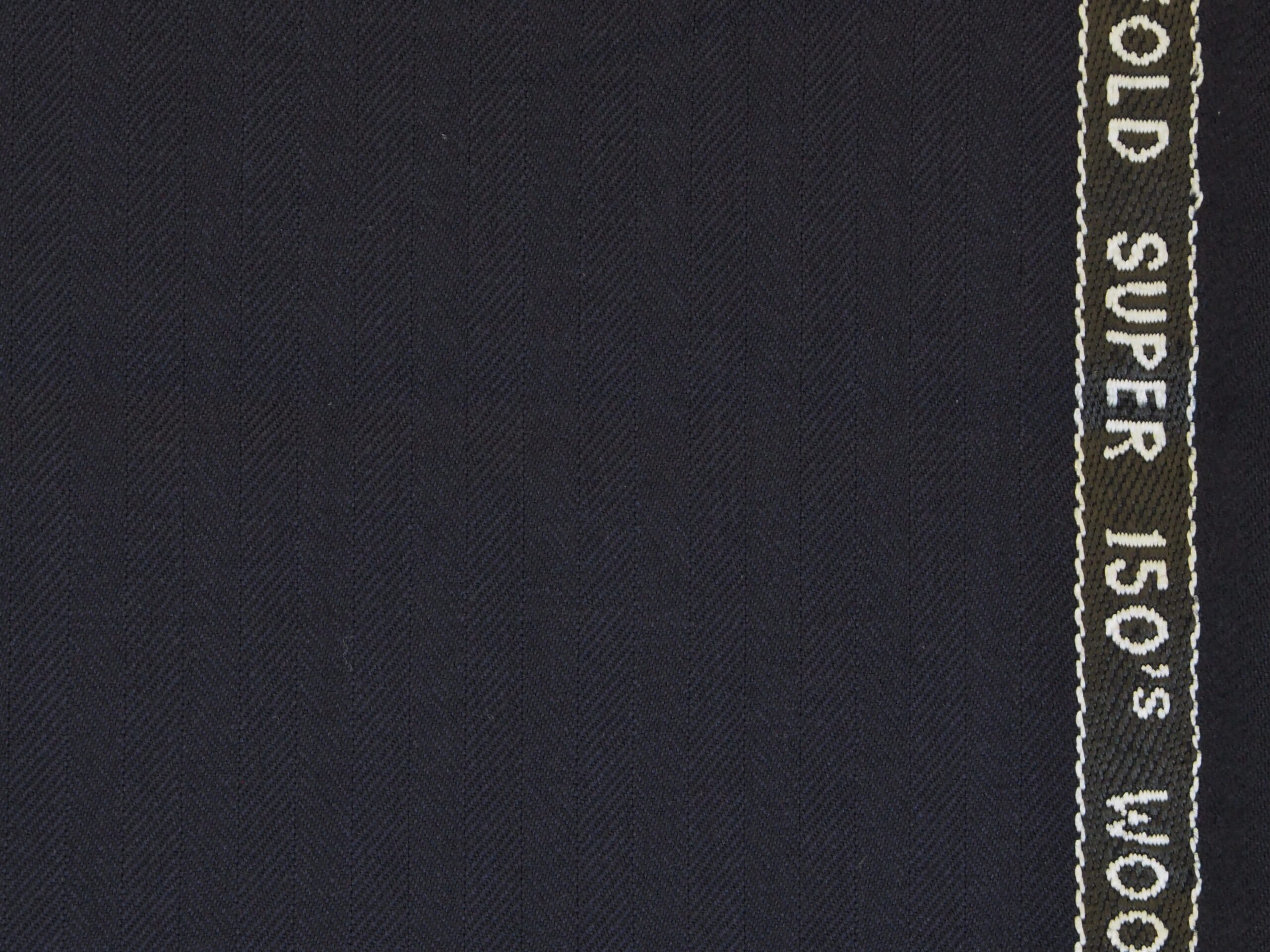 H.Lesser Super 150s Wool Lightweight Suiting Fabric, Navy Herringbone ...