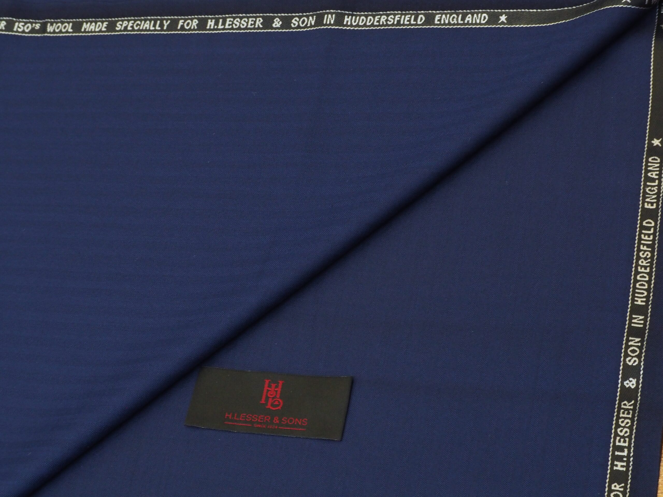 H.Lesser Super 150s Wool Lightweight Suiting Fabric, Blue/Navy ...