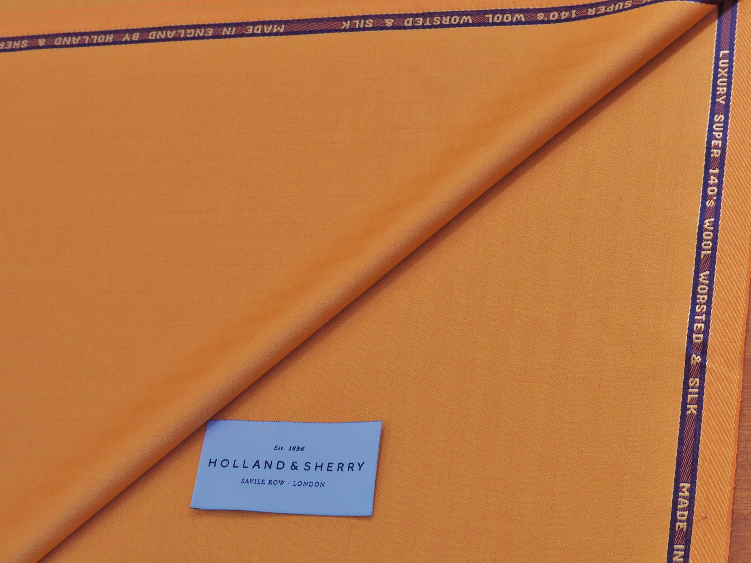 Holland And Sherry Super 140s & Silk, Orange/Yellow Shade Herringbone ...