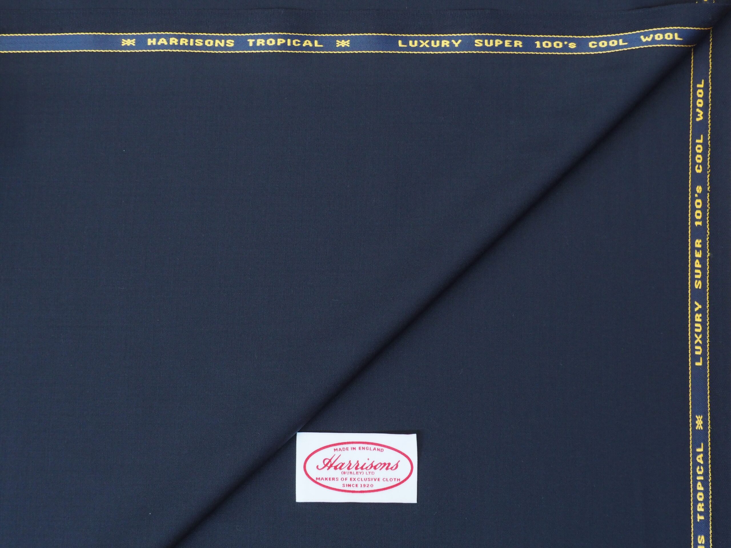 Harrisons Tropical Super 100s Cool Wool Plain Weave Dark Navy Suiting ...