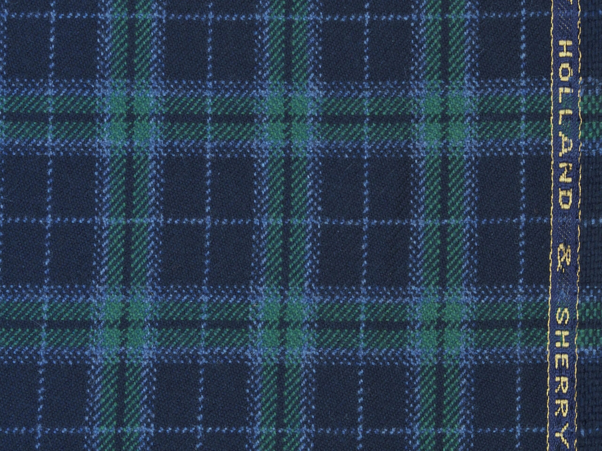 100% Woollen Spun Cashmere By Holland & Sherry, Mix Navy Check Design ...