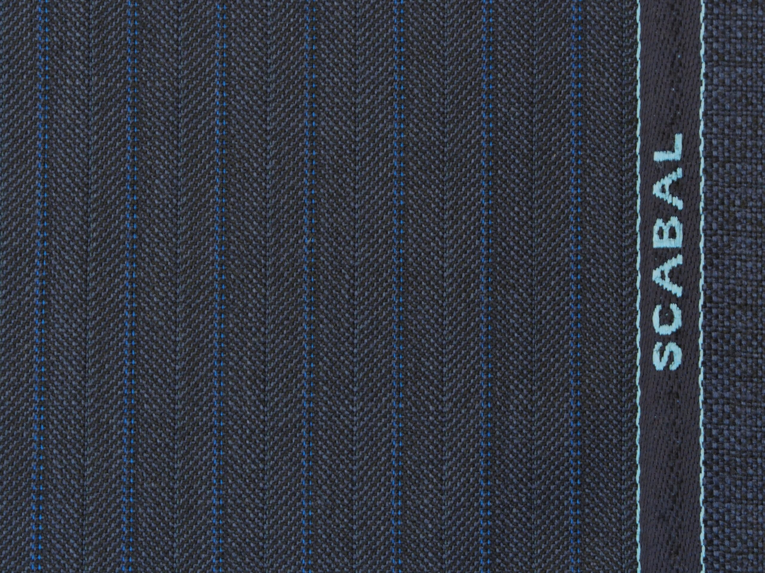 Scabal Galaxy, Super 110s Mixture Blue/Black, Herringbone & Stripe Design, Merino Wool Suiting ...