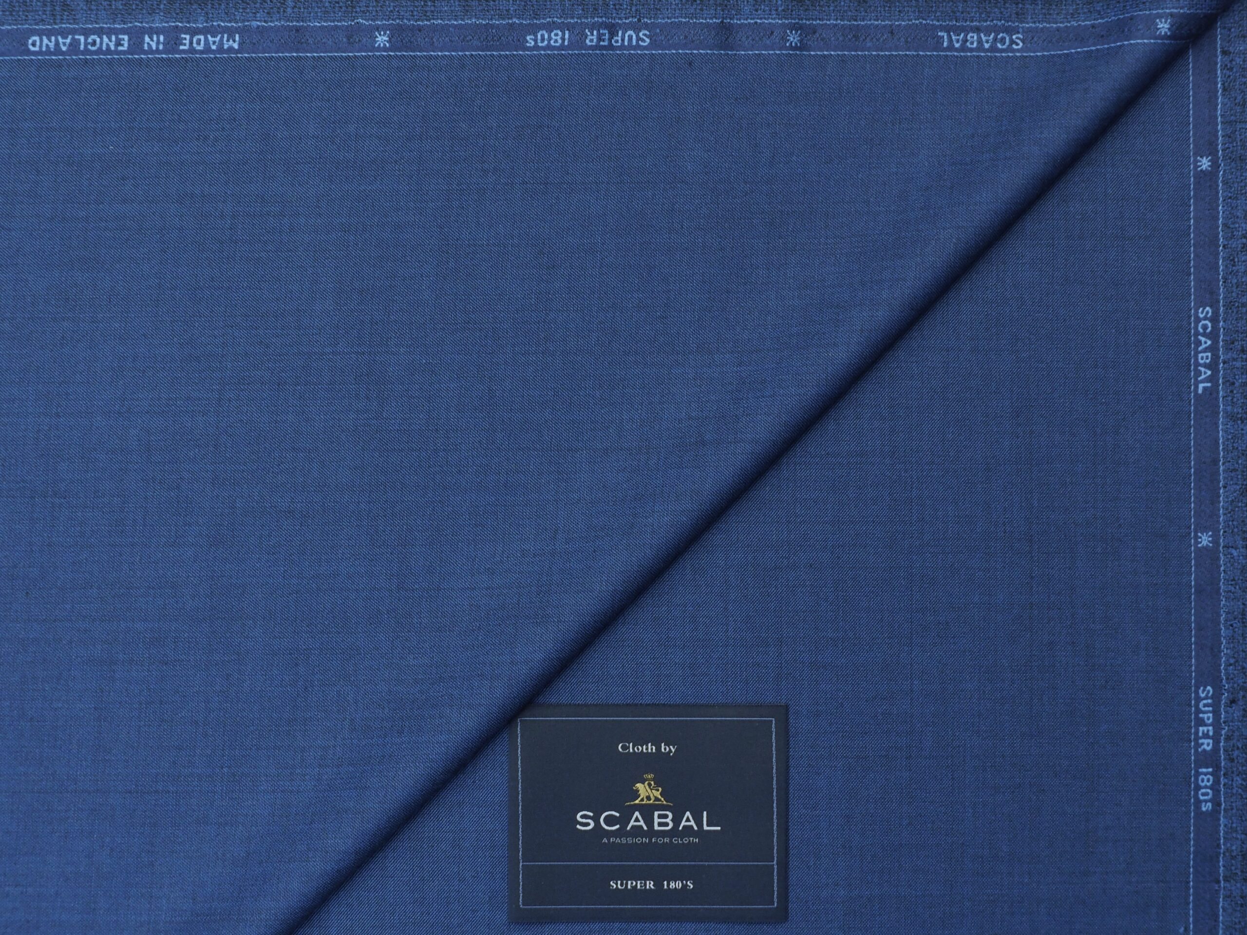 Scabal Super 180s Obsession Blue/Black Plain Design Merino Wool Suiting Fabric - Made In England ...