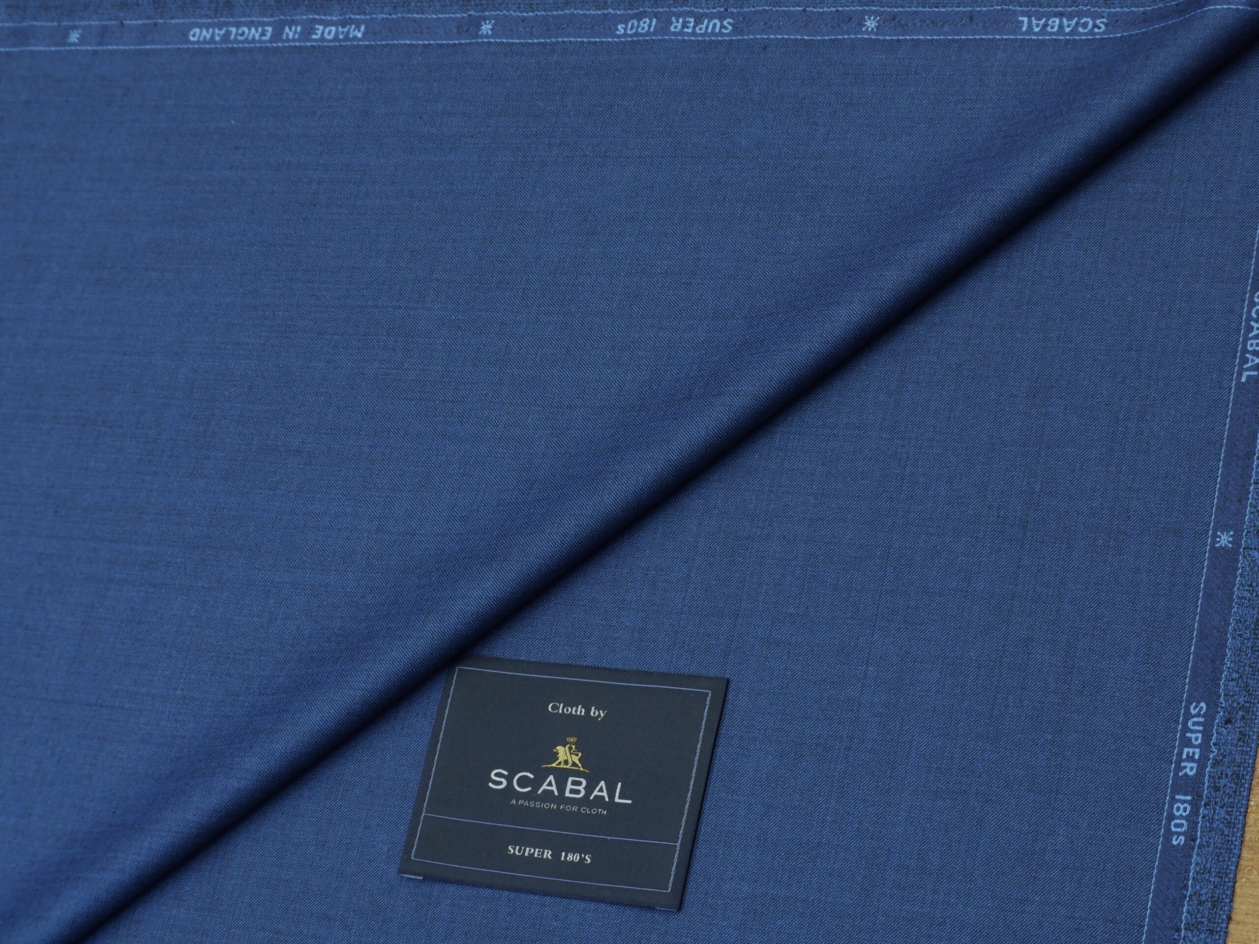 Scabal Super 180s Obsession Blue/Black Plain Design Merino Wool Suiting Fabric - Made In England ...