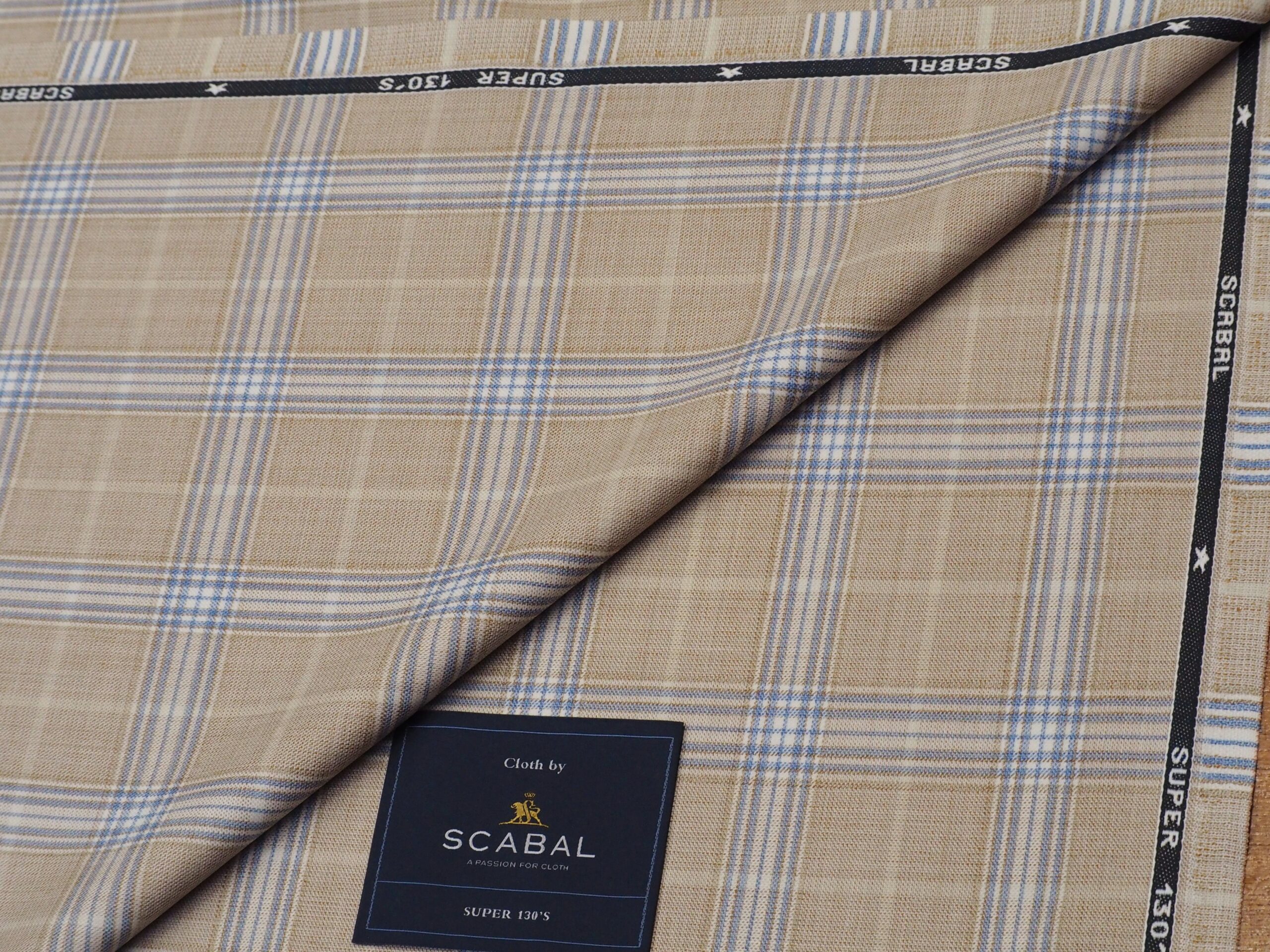 Scabal Super 130s Mosaic Mixture Beige/Sand Fancy Check Design Merino ...
