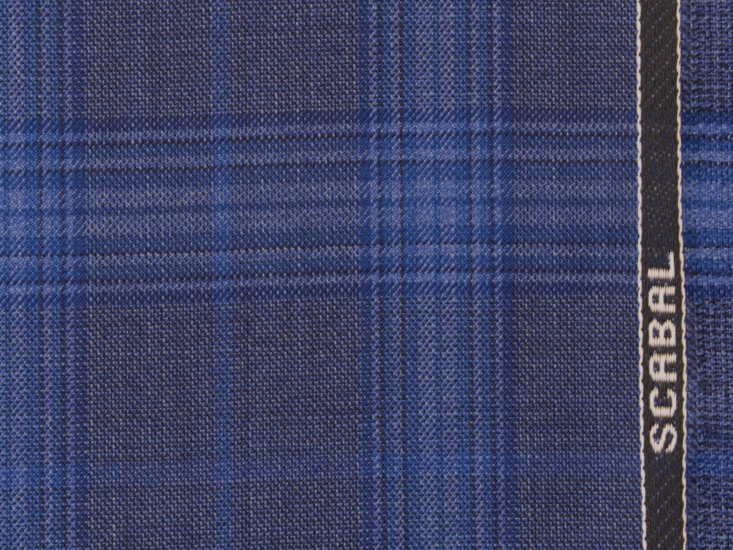 Scabal Super 130s Mosaic Mixture Blue Fancy Check Design Merino Wool ...